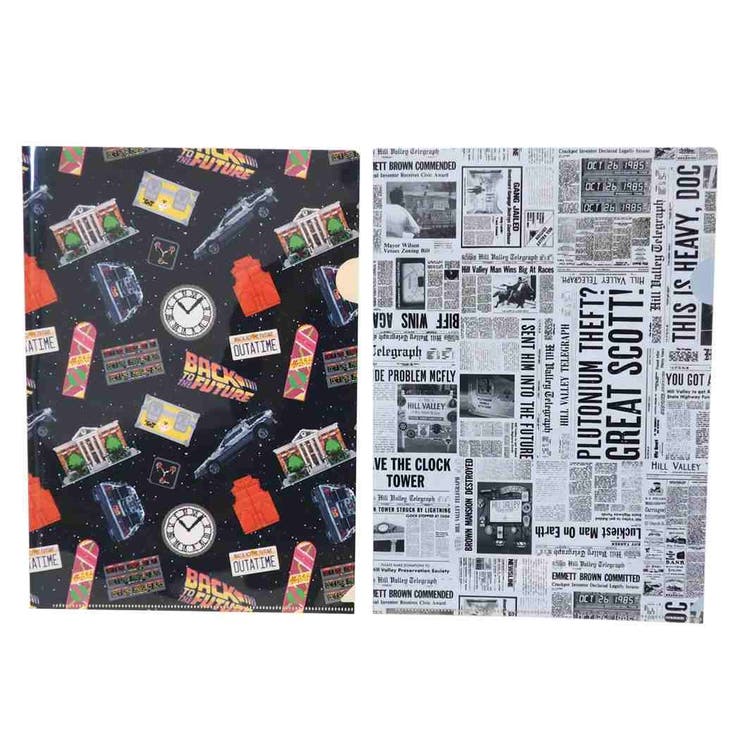 懐かしさとトレンドを融合したデザインクリアホルダー/収納/保管/学校/かわいい大ヒット映画[BACK TO THE FUTURE/バックトゥザフューチャー]グッズにnewアイテム登場こちらは使いやすい[クリアファイル2枚セット]大事な書類を...