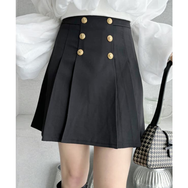 ◯ NEW ITEM ARRIVAL ◯金ボタンが特徴♪　ハイウエストプリーツスカート■商品の特徴　Aラインのため、スッキリした美しいシルエットで着用できます！ハイウエストデザインで脚長効果が期待できるだけでなく、太もも周りでふわっと広がる...