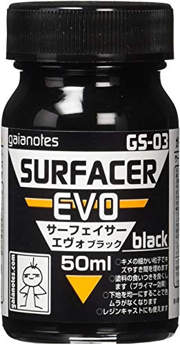 ガイアノーツ(Gaianotes) GS-03 サーフェイサー エヴォ ブラック 50ml 模型の表面にある細かいキズを埋めたり、表面を均一にすることで塗装の仕上がりを美しくするために使用する下地用塗料です。 レジンキャストにも使用できます...