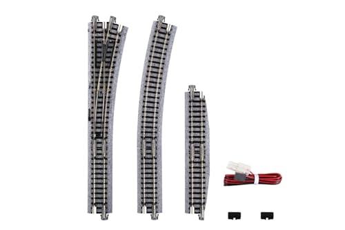 KATO Nゲージ 電動ポイント4番 右 20-221 鉄道模型用品 電動ポイント4番 (EP481-15 L/R)は、広さに制限がある場合に使える小形のポイントです。 補助線路 (直線線路64mm 2本、曲線線路R481-15 1本、分岐...