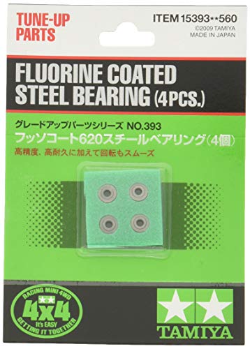 タミヤ ミニ四駆グレードアップパーツシリーズ No.393 GP.393 フッソコート 620 スチールベアリング 4個入 15393 ミニ四駆グレードアップパーツ 高い工作精度により1つ1つ入念に仕上げた軸受け 焼き入れ処理した工具鋼を使...