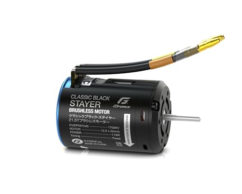 ジーフォース (G-Force) Classic Black Stayer Brushless Motor (21.5T) 日本正規品 G0423 ブラック&ブルーアルマイトのフルアルミボディが往時の雰囲気を主張します。 ギボシコネクター付...