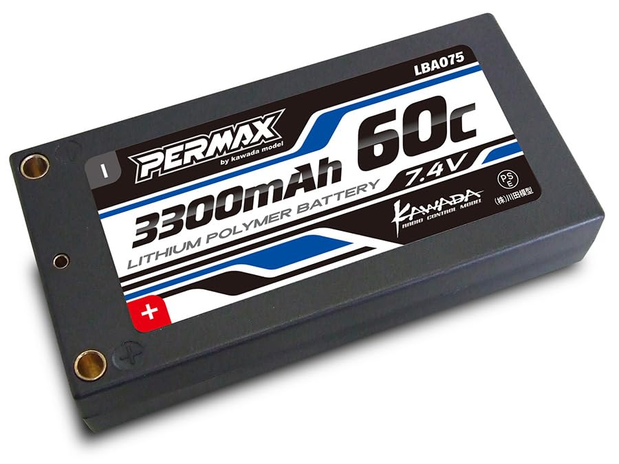 川田模型 (Kawada Mokei) 1Sサイズリポ7.4V 3300-60C LBA075 ドリフト用バッテリーとして圧倒的なシェアを誇っていた『3300-60C』がPSE適合になって復活!! 【JANコード】4946649040129...