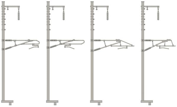 TOMIX Nゲージ 単線架線柱 新幹線型 24本セット 3280 ジオラマ用品 新幹線でよく見る架線柱が新登場! ブラケットの形状はパイプ型2種と従来型2種の計4種、各6本の合計24本セット。 複線にセットした場合のみ架線柱上部をつなぐ架...