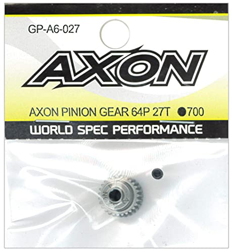 AXON ピニオンギヤ 64P 27T GP-A6-027 ピニオンギヤはモーター出力を駆動トラクションとして伝えるために非常に重要なアイテムです。 アクソンピニオンギヤはギヤ歯形状はもちろん、ピニオンギヤの回転時の「揺れ」に左右するギヤ重...