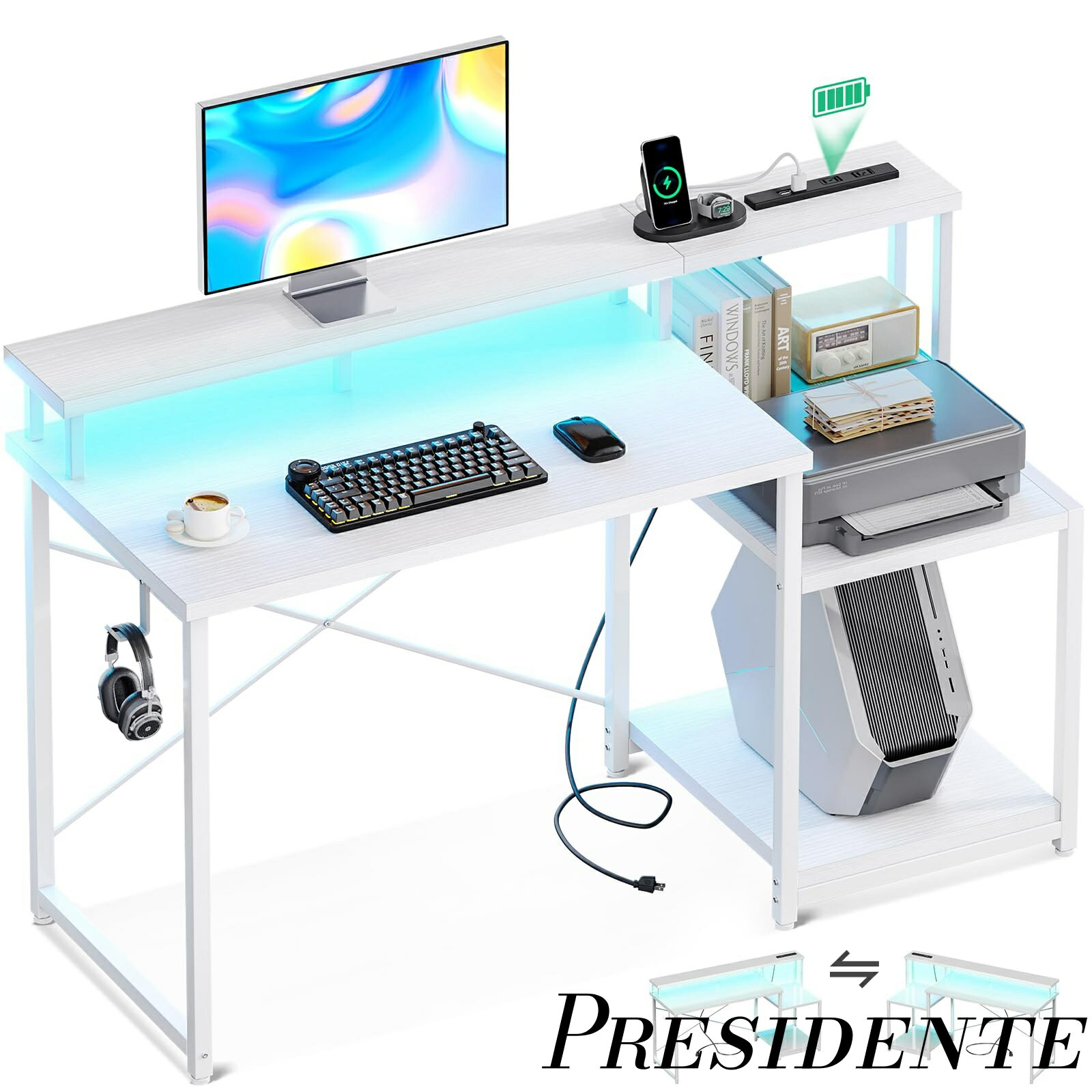 【商品仕様】シンプルさの中に、必要な機能がぎっしり。◆本体サイズ：幅122（主天板の幅は80cm）×奥行48×高さ86.9cm（床から主天板までの高さは75.7cm） | 日本語組立説明書あり | お客様組立品で、レンチも付属し、別途で工具...