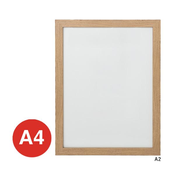■種別／A4 ■外寸／267×354mm ■有効画面サイズ／197×284mm ■フレームサイズ／幅：35mm、厚み：15mm ■重量／0.6kg ■素材／フレーム：MDF樹脂フィルム貼加工、透明カバー：PET透明t0.5mm 　　　　スペ...