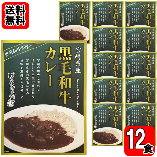 宮崎県産黒毛和牛カレー 宮崎県産の黒毛和牛と野菜とスパイスをじっくり煮込で美味しいコクを生み出しました。宮崎県産の黒毛和牛ならではの繊細な旨味をご堪能ください。 ポイント消化にオススメ！ 料無料セットです！ ◆内容量：160g×12食 ◆原...