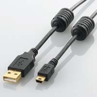 フェライトコア付きUSB2.0ケーブルフェライトコア付きUSB2.0ケーブル■ 規格：2.0■ コネクタ形状1：Type-A オス■ コネクタ形状2：ミニB オス■ 結線：通常■ 長さ：5m★ 金メッキピン、2重シールドケーブル ※取り寄せ...