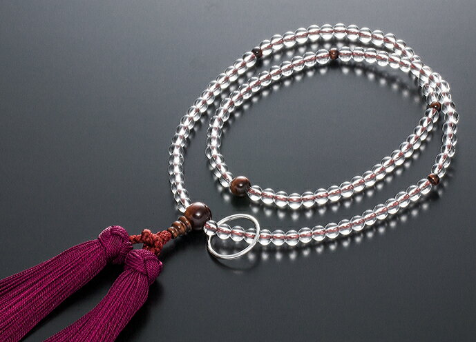 ギフト対応（ラッピング画像） 【　翔龍念珠堂　曹洞宗女性用数珠（念珠）　】 主玉　　・・・　　本水晶　　《クォーツ》　　約5ミリ　 親玉　　・・・　　赤虎眼石　　《レッドタイガーアイ》　　約10ミリ　 天玉　　・・・　　赤虎眼石　　《レッド...