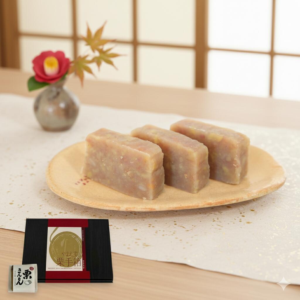 商品情報名称栗きんとん原材料名栗、砂糖、塩内容量50g×6個（ハーフサイズ）賞味期限20日間保存方法直射日光を避け、常温で保存してください。製造者または販売者有限会社やまえ堂備考※本ページに記載の原材料・栄養成分・アレルゲン情報等は、掲載時...