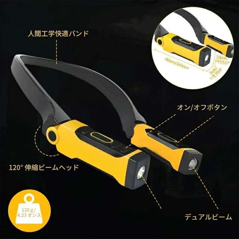 LEDネックライト 首掛け式 充電式USB（サンワダイレクト・両手フリー・2段階調光） 首に掛けて両手を自由に使える、充電式のLEDネックライトです。 手元をしっかり照らしながら、読書・編み物・作業・夜の散歩や釣りまで幅広く活躍。サンワダイ...