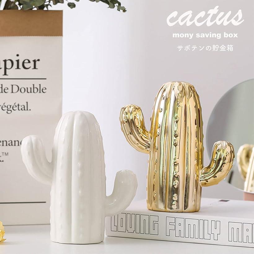 商品コードa-cqg-10商品名貯金箱 サボテン かわいい 北欧 セラミック 雑貨 インテリア 置物 室内 デスク 卓上 装飾 オブジェ 果物 フルーツ ギフト 贈り物 プレゼント ホワイトカラーホワイト、ゴールドデザインがとってもリアルで...