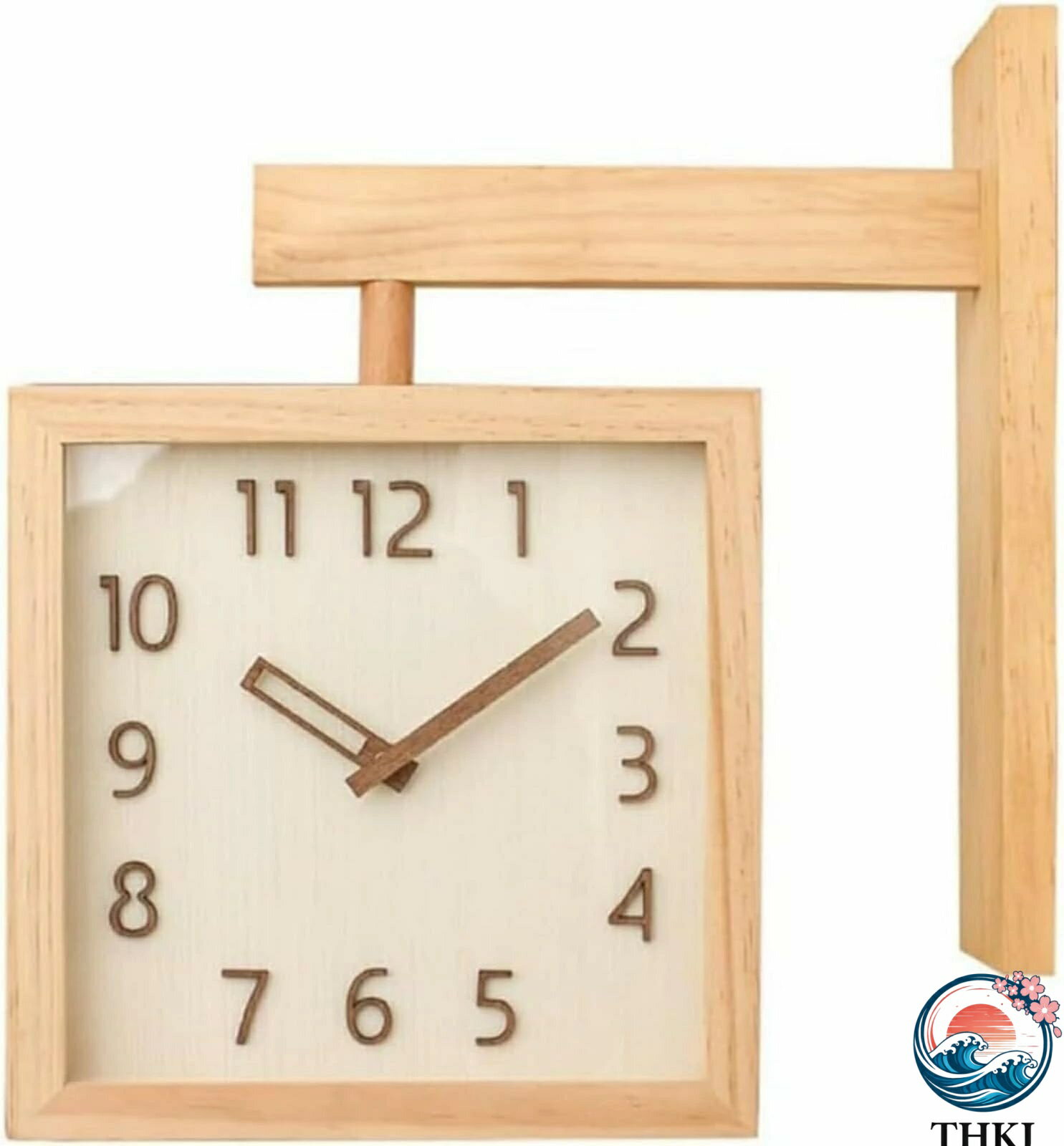 ? 高品質の素材: この壁掛け時計は高級な無垢材とガラスミラーで作られており、環境に優しく、頑丈で耐久性があり、ご自宅に質感を加えます。? 両面：角張った時計は両面設計で、さまざまな方向から時間を確認でき、室内のレイアウトやコーナーに掛ける...