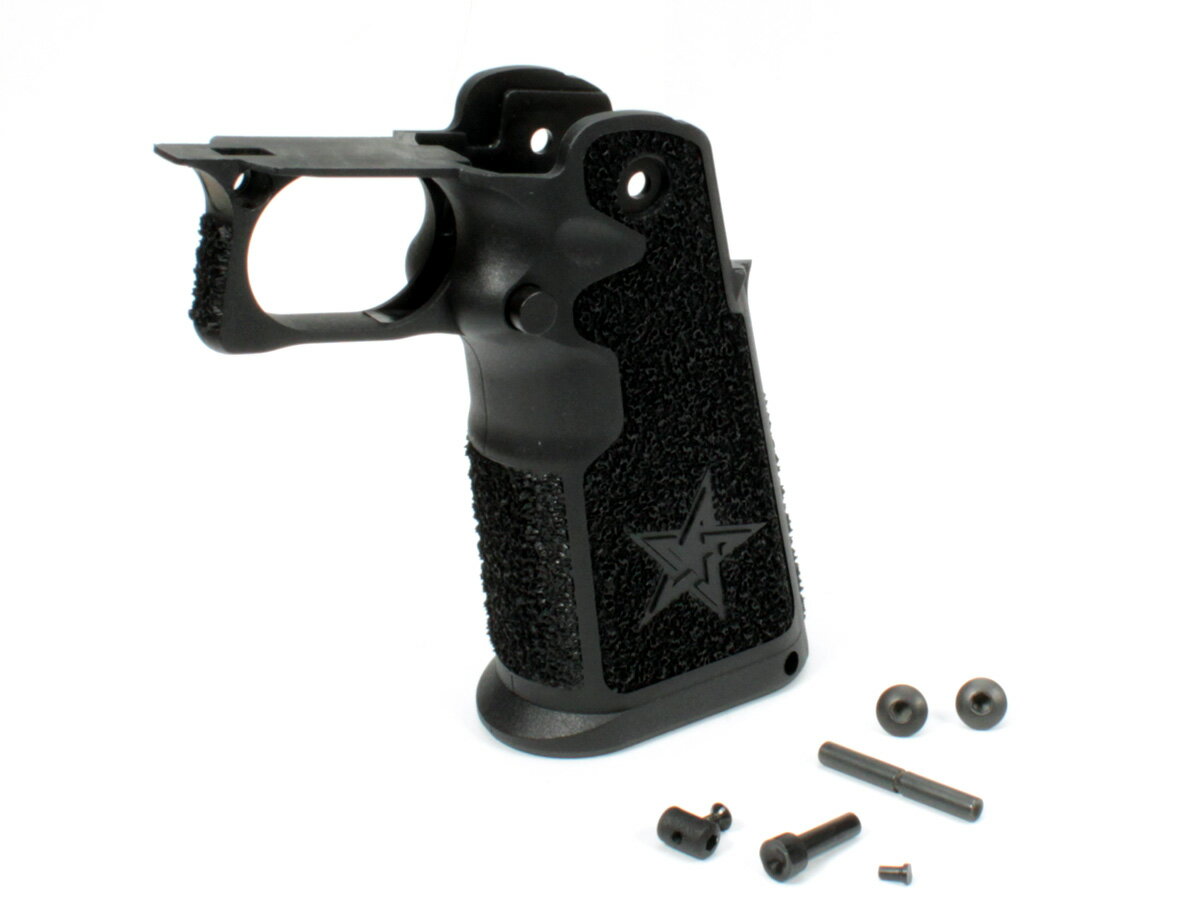 EMG SAVIAのStaccato2011スタイルグリップセットです。 東京マルイ Hi-CAPAシリーズ対応のフルサイズグリップです。 グリップ、ハウジング、プランジャーストッパー、メインスプリングハウジングピン、六角グリップスクリュー...