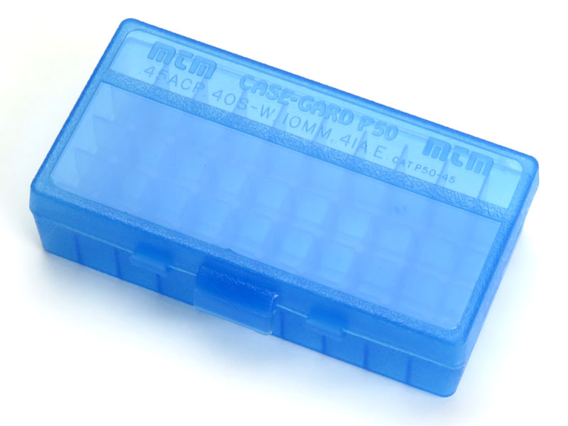 MTMの実弾用アモボックスです。 50発の弾丸を収納することが可能です。 ●対応カートリッジ 45 ACP, 10mm, 32 NAA, 357 Sig., 38 Casull, 40 S&W, 400 Cor-Bon, 41 Act. E...