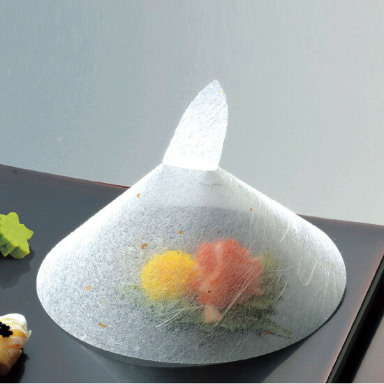 OP雲竜えぼし (100枚入) (W64571)和食料理店を始め飲食店・ホテル旅館などプロ御用達の和食器・調理道具のYAMACO製 OP雲竜えぼし (100枚入) (W64571) 使用イメージ 商品スペックサイズφ12.5～16.5cm