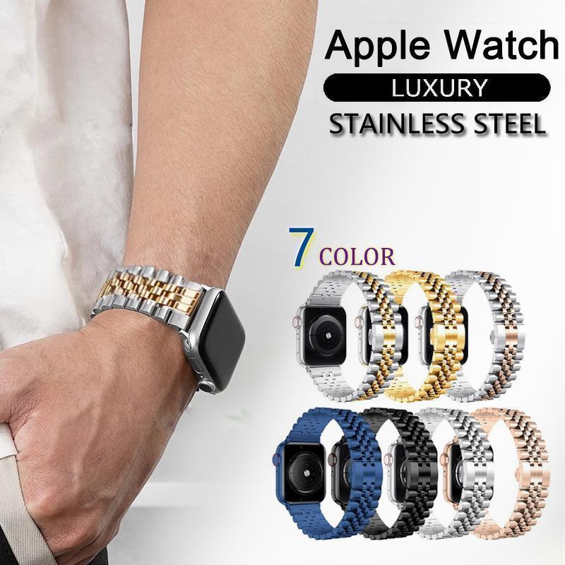 ＜商品説明＞ビジネスシーンの定番！アップルウォッチの高品質ステンレス5連ベルトApple Watchの着せ替えバンドから高品質でラグジュアリーなステンレス製の5連ベルトが登場です。 無垢コマを使用しており，重量感のある仕上がりです。きちっと...
