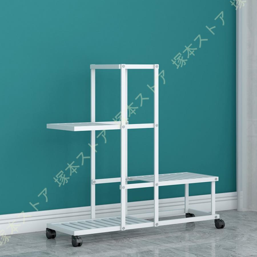 【商品名】：フラワースタンド　4段【商品サイズ】：約幅62×奥行26×高さ60.5cm【カラー】：ホワイト / グリーン【許容荷重】：約40キロ【素材】：スチール注意：色と寸法にわずかなずれがありますのでご了承ください。 ご理解のほどよろし...