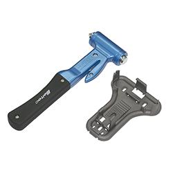 　※image photo ゲリラ豪雨・事故等、緊急時の脱出に！ 材質：ハンマー部(特殊鋼) カッター部(スティール) 本体部(樹脂) クリップ部(ラバーコーティング樹脂) 付属品：コンパクト収納ホルダー1個、両面テープ1枚 金属用取付ネジ...