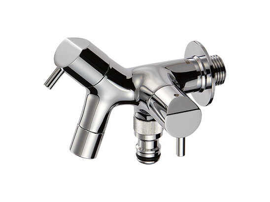 　※image photo 二口水栓蛇口 【 仕上 】 ニッケルクロムめっき 【 材質 】 本体：青銅　ハンドル：黄銅 【 品番 】KS-SJ04 【 備考 】 ※画像はイメージです。 ※パッケージ、仕様、品番などの変更が予告なく変更される...