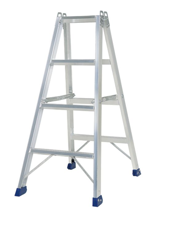 ※image photo 専用脚立 SEC 仮設工業会認定の業務用溶接タイプ 幅広踏みざん60 収納時はフラットになるので積み重ねて保管できます アルミ合金製 水平中折れ式 脚立を閉じる時、開き止め金具が中央で折れる構造です。 仮設工業会認...