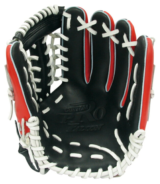 ※image photo ●親指革命の定番 ●カラー：ブラックxレッド ●素材：捕球面：天然皮革　背面：天然皮革 パッケージサイズ：幅200x高さ270x奥行き130(mm)　重量500g 原産国：フィリピン ※画像はイメージです。 ※パッ...