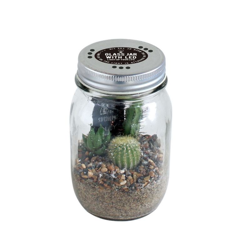 　※image photo GLASS JAR WITH LED SABOTEN L SIZE 日々の中で見過ごしてしまっている小さな物事にスポットライトをあてよう フタの裏に付いているスポットライトがジャーの中のサボテンたちを照らします。...