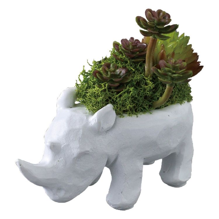 　※image photo SPICE OF LIFE アニマルデコ 造花アレンジ サイ 背中にグリーンをアレンジしたアニマル！ レジンでできたシンプルモダンな小さなサイの置物の背中に、フェイクグリーンとモスをアレンジしました。 メンテナン...
