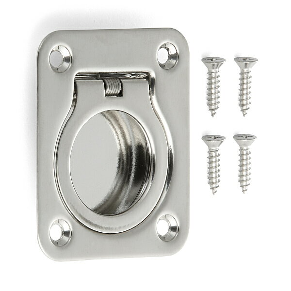 ※image photo ステンレス鋼製 ハンドル 980642 ハンドル部は手を離すと、ばねの力で自動的に収納位置に戻ります。 【付属品】 980641：タッピンねじ3x16（ステンレス鋼） 980642：タッピンねじ3.5x16（ステン...