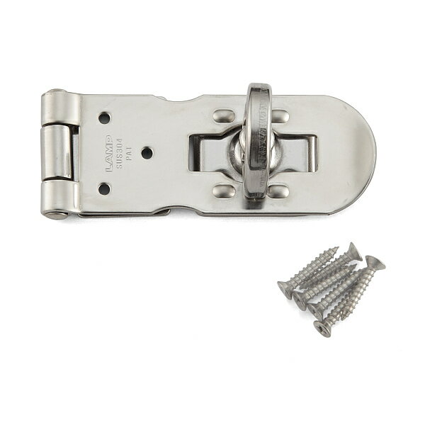 ※image photo ステンレス鋼製 バー ラッチ HP型 【説明】リングのまわりに配置された4つの突起により、不用意なリングの回転を防ぎます。 表面の穴から現物あわせで、取付位置を決定できます。 南京錠や封印具シリーズとあわせて使用で...