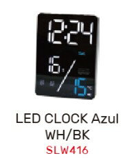 LED THERMO ALERT CLOCK Azul（アズール） 表示内容：時/分(切換で月/日)/秒/曜日/室温(カラーチェンジ) 電源：付属アダプターor単4電池x3本(別売) 消費電力：0.4〜2.2W 機能：熱中症対策機能、置き時...