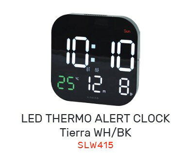 LED THERMO ALERT CLOCK Tierra（ティエラ） 大きな画面に大きな数字で視認性に特化したタイプです。 大きなお部屋をみんなで室温管理が出来ます。 裏面に収納された折畳スタンドを使用すればデスククロックとしてもご使用い...