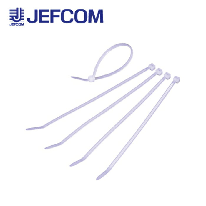 商品詳細製造ジェフコム品番JCT-150仕様・品番：JCT-150・材質：ナイロン66・全長：150mm・幅：3.4mm・結束径：φ38mm・入数：100・個装サイズ・質量：W130×D250×H25mm・80g・1個口・原産国：日本説明・...