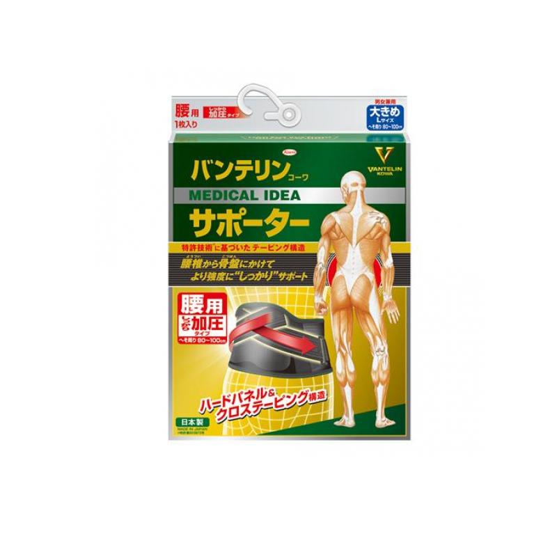 【商品名】 バンテリンコーワサポーター 腰用 しっかり加圧タイプ 大きめLサイズ 【製造販売会社】 興和（Kowa） 【ご使用について】 【使用方法】 (1)本体の面のファスナーから補助ベルトを外します。クロステーピング部が外面、タグが右側...