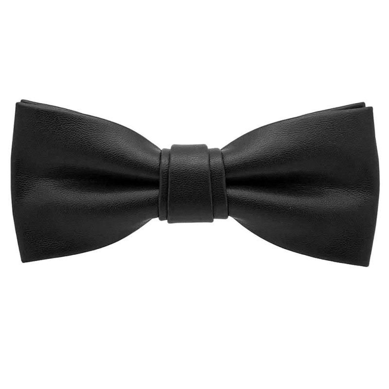 [Bowties.jp] ブラック レザー 蝶ネクタイ ボウタイ 簡易装着タイプ bd113カラー: ブラックスタイル：バンド　簡易タイプ素材: 合成皮革ネックサイズ: 約30cm～50cmリボンサイズ: 約12cm x5.5cm