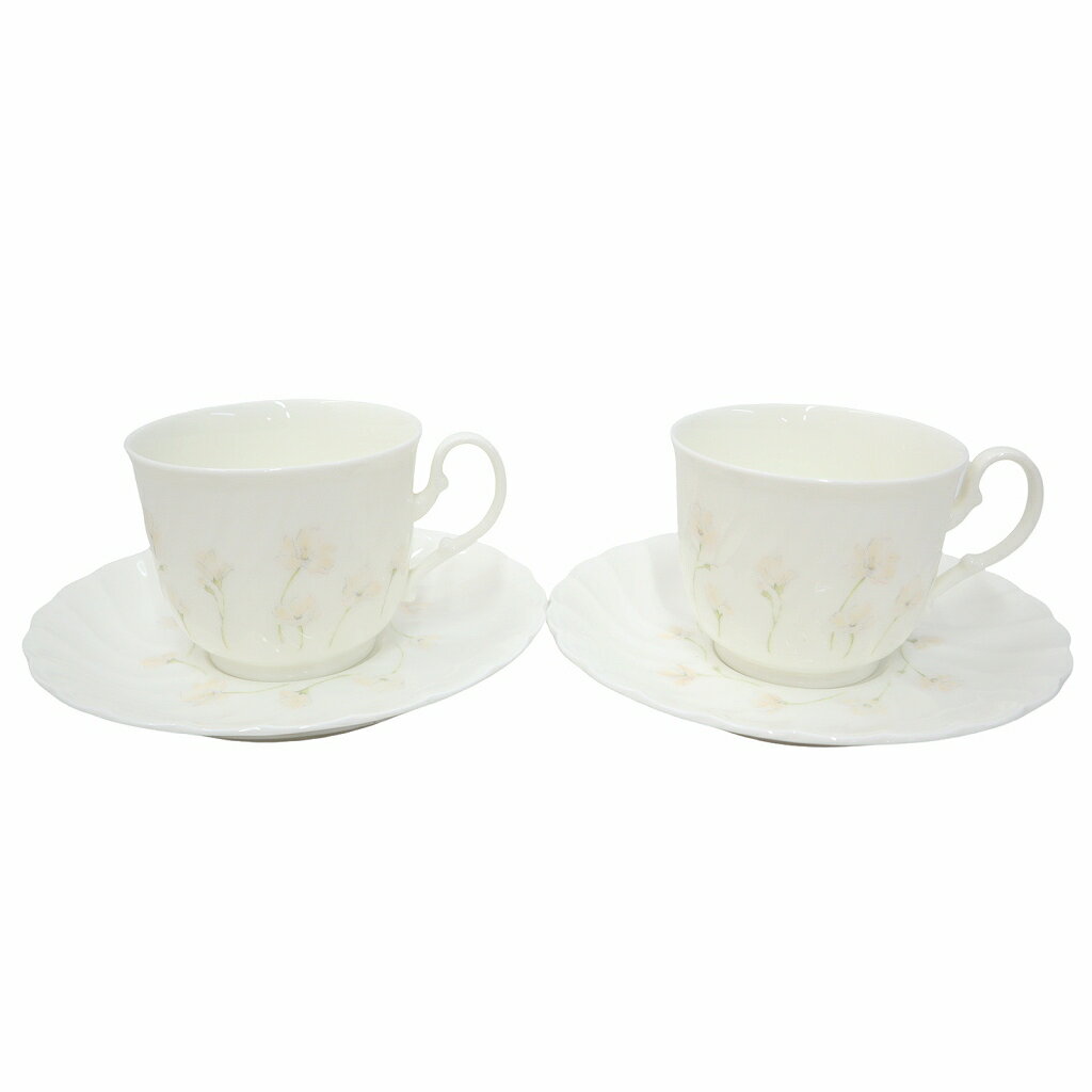 【中古】Noritake ノリタケ FLO's collection カップ＆ソーサー 2客セット WHITE(ホワイト) その他 【ベクトル 古着】 260421表記サイズ-実寸サイズカップ　口径:約9cm　高さ:約7.8cm　　ソーサー...
