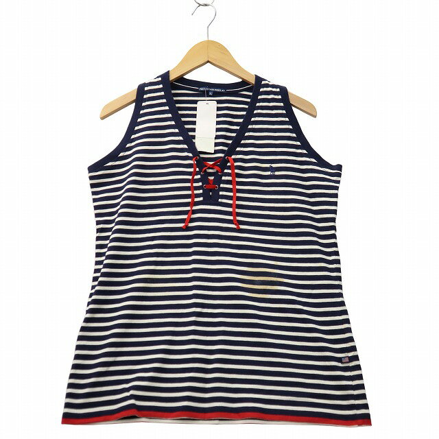 【中古】未使用品 POLO ESTABLISHED 67 ポロ エスタブリッシュト シックスティセブン ロゴ刺繍 Vネック ノースリーブ タンクトップ XL NAVY ネイビー レディース 【ベクトル 古着】 260607表記サイズレディー...
