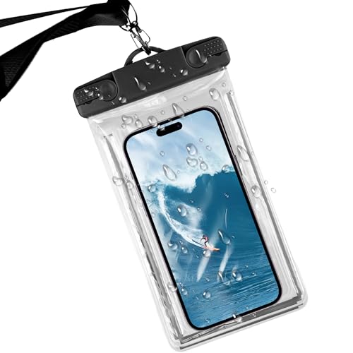 COPPOR スマホ 防水ケース IPX8 携帯 防水カバー 水中タッチ/撮影対応 顔/指紋認証 ストラップ付き 海 プール お風呂 iPhone15/14/13/Android 7.3インチ以下全機種適用（ブラック）・IPX8完全防水＆高...