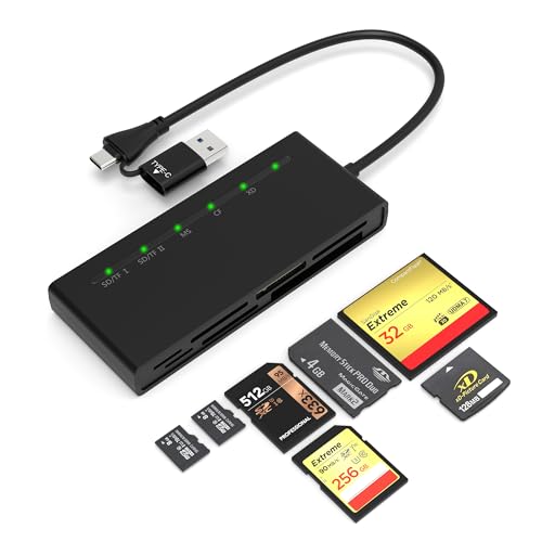 メモリースティック pro デュオカードリーダー - USB C USB3.0 7-in-2マイクロSD/SDHC/SDXC/XDピクチャーカード用SD/TF/XD/MS/CFマルチファンクションカードリーダー、PC、Android、Win...