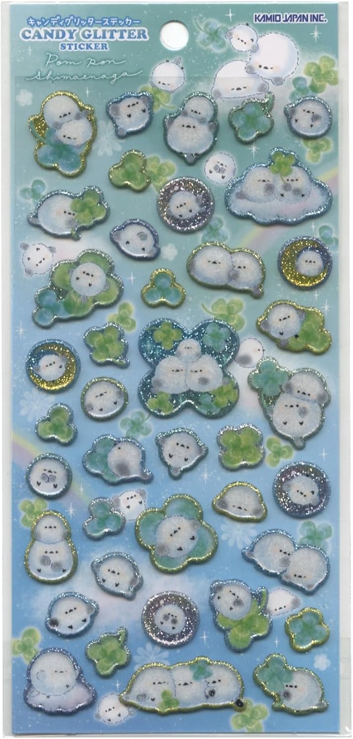 【本体サイズ】W90×H180×D3mm 【素材】PVC グリッターのキラキラ感がかわいいシールです。