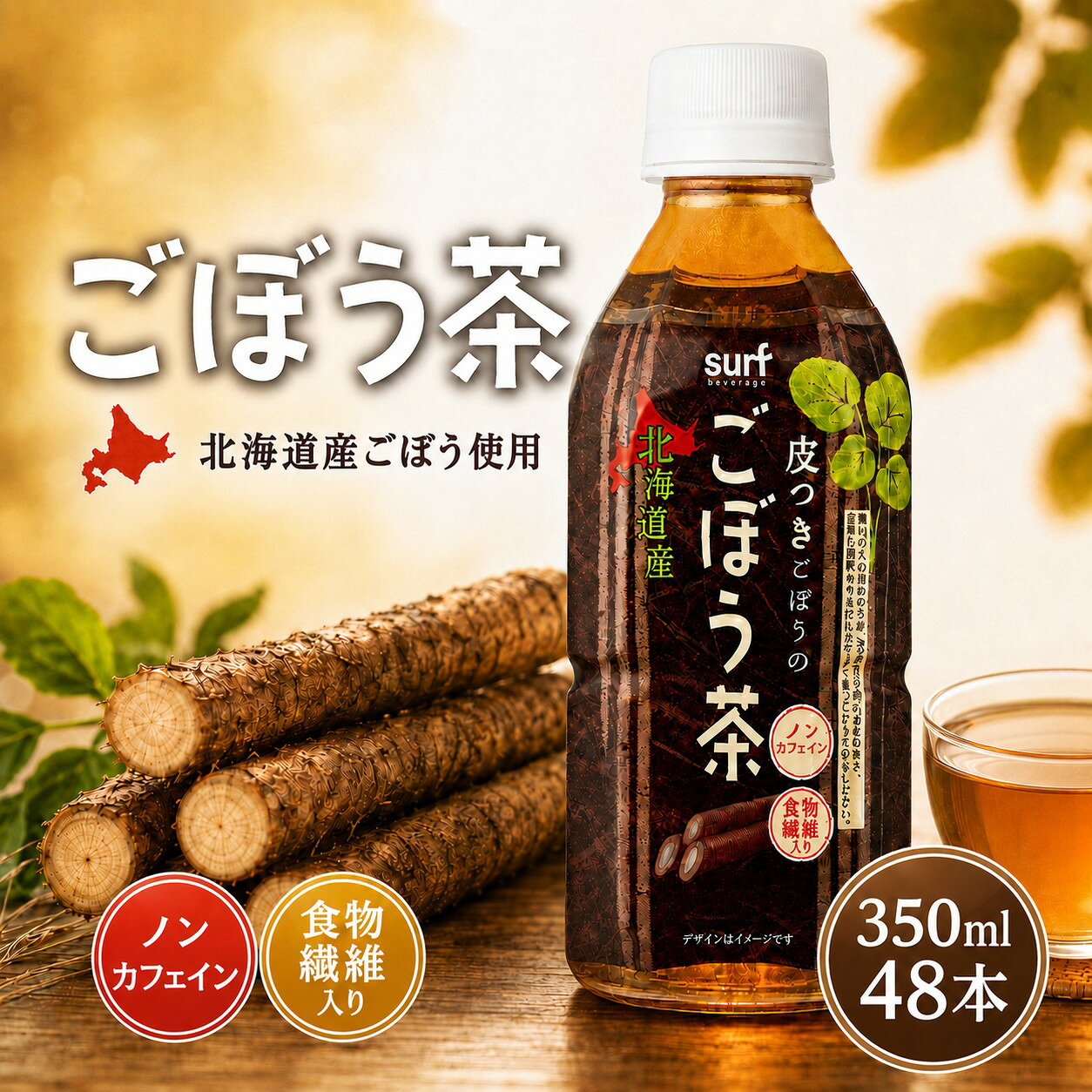 【ごぼう茶350ml の商品詳細】 ●こだわりのごぼうを使用し、栄養面を強化。日々の健康をサポート。 ●従来のごぼう感を残しつつ、甘さとコクがアップ。 ●食物繊維を添加。 ●皮付きの北海道産ごぼうをそのまま100％使用。 【ごぼう茶350m...