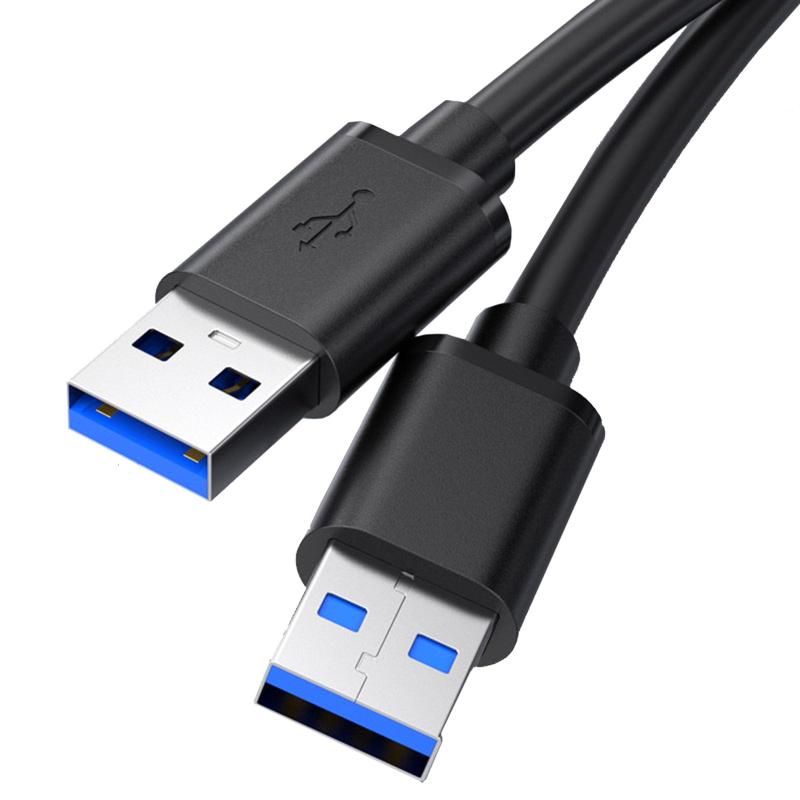 USB 3.0 ケーブル タイプA-タイプA オス-オス 金属コネクタ搭載 データライン ノート HDD、TV Box、カメラ、DVDプレーヤー、プリンタ、モデムなどと互換性あり 用 0.3m (ブラック)標準3、0コネクタは卓越した電気伝...