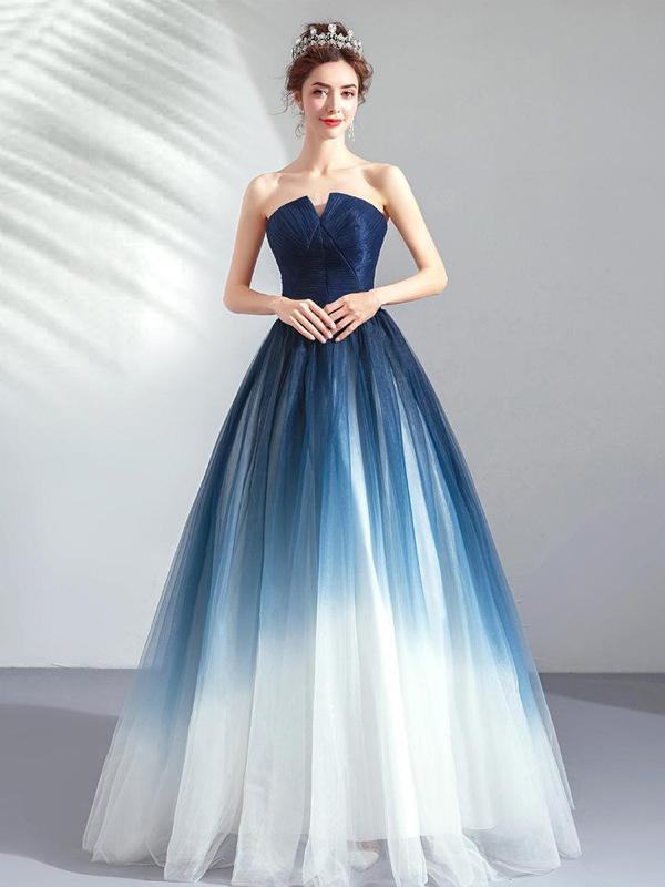 ウェディングドレス カラードレス 演奏会ドレス Aラインドレス ネイビー ベアトップ/エンパイア【ロングドレス ビスチェ刺繍 ウェディングドレス 】結婚式 謝恩会 二次会ドレス お呼ばれドレス パーティードレス ロング丈 演奏会ドレス ネイ...