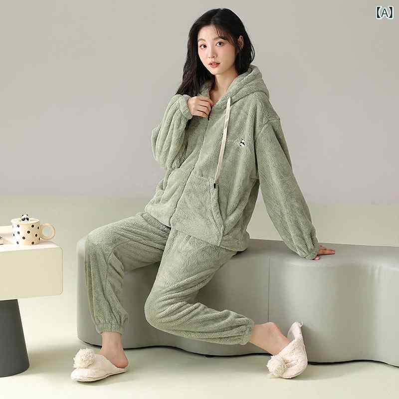 冬の フランネル カップルの パジャマの 女性と ベルベットの 厚い 帽子 付き 男性の 家の 服 サンゴの ベルベットは 冬の 服を 着る ことが できます製品カテゴリー: スーツ生地名: フランネルスタイル: スーツ,軽くてスポーティな...