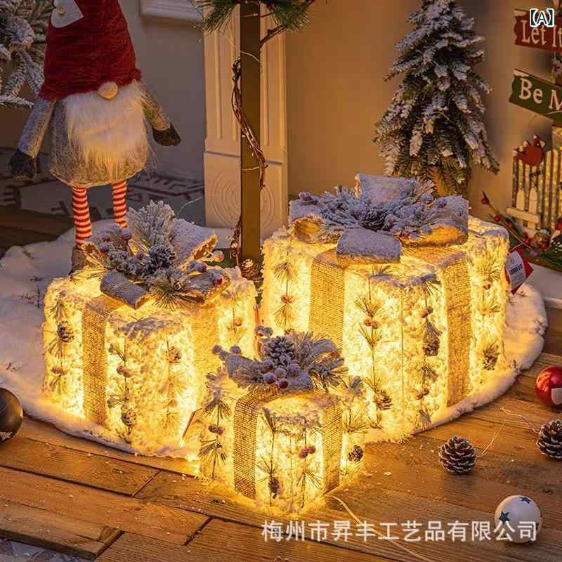 2023 新型 クロス ボーダーは 発光 三 点 セットの クリスマス 装飾 箱を 提供 して います。商品番号: 018材料: アイアンアート,pet色: No.2 植毛3点セット,3号麻縄綿点糸3点セット,No.1 麻縄タンポン3点セッ...