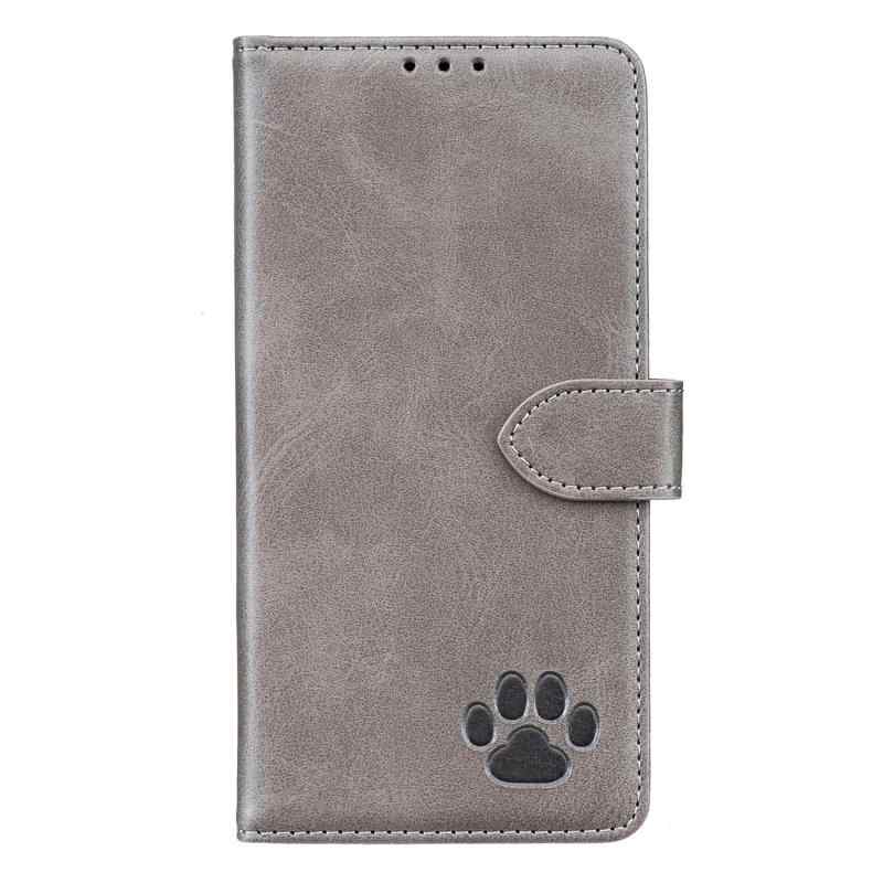case for ZTE Libero 5G iii A202ZT ケース 手帳型 リベロ5G3 カバー手帳型 かわいい猫の足跡 肉球【LUCKY8】財布型 カード収納 マグネット式 スタンド機能付き 全面保護 耐衝撃 (A2-グレー, Z...