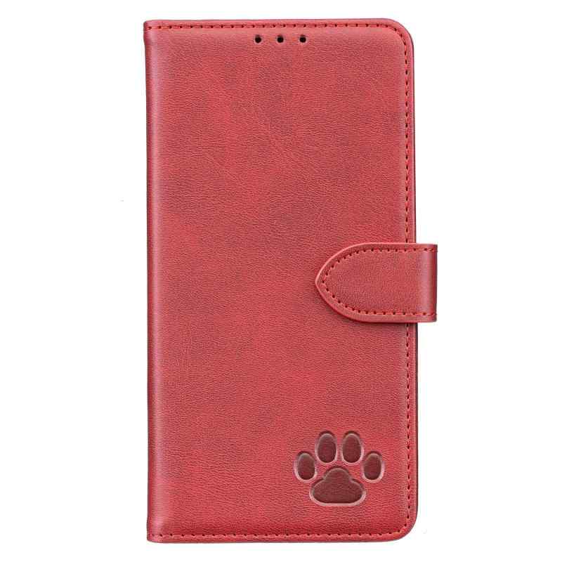 case for ZTE Libero 5G iii A202ZT ケース 手帳型 リベロ5G3 カバー手帳型 かわいい猫の足跡 肉球【LUCKY8】財布型 カード収納 マグネット式 スタンド機能付き 全面保護 耐衝撃 (A1-レッド, Z...