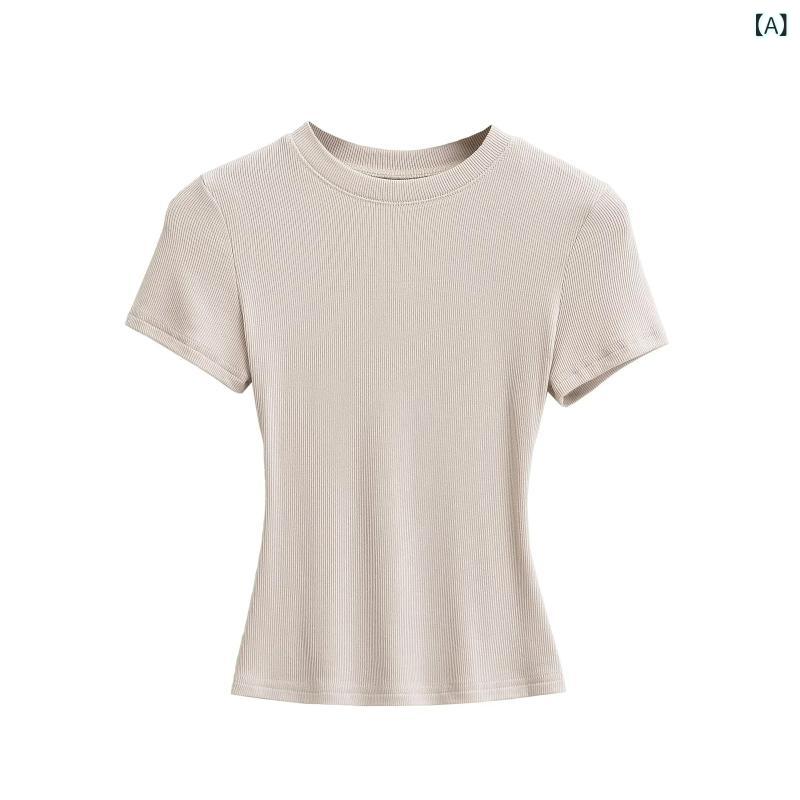 Skims アメリカの 着 やすい ストレッチ T シャツ 女性の 夏の 新しい ホット ガール多 用途 ラウンド ネックベーシッククリーンバージョンショートトップ生地名: ブレンド主な生地構成: スパンデックスパターン: ソリッドカラース...
