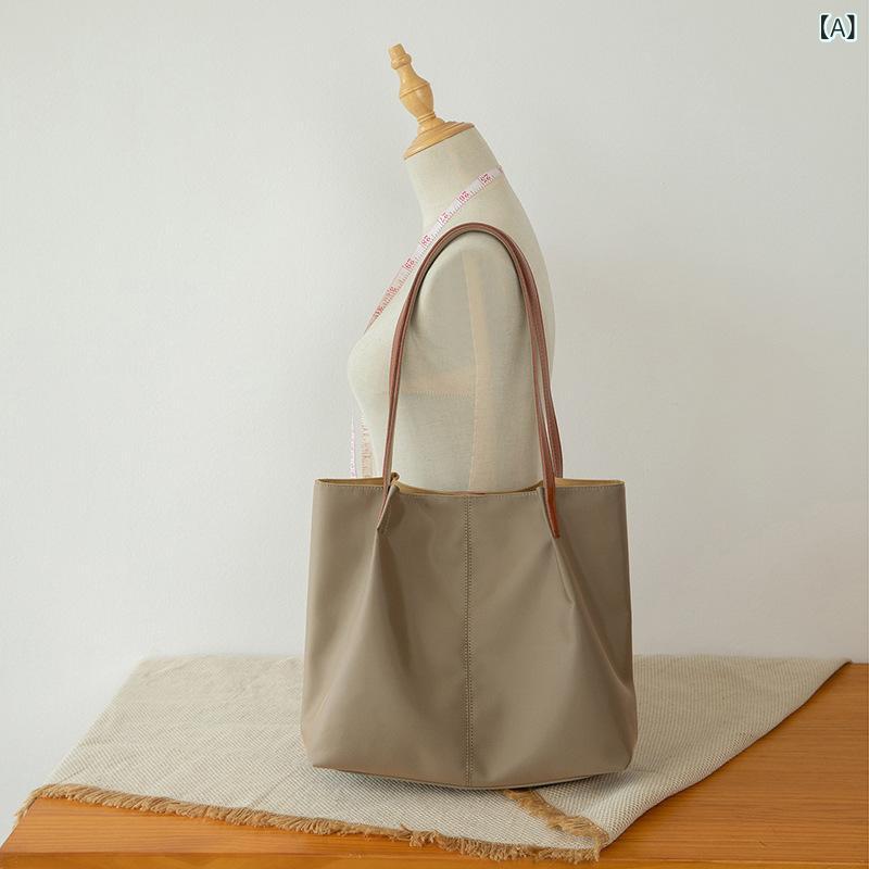 レディース バッグ 新作 2024 トートバッグ キャンバス ナイロン大 容量 オックスフォード 生地 シンプル ビジネス 通勤 ショルダーバッグカラー: カーキ色,黒,墨緑,薄い灰色,草緑,淡いピンク,ダークグレー,カーキ配合杏スタイル:...